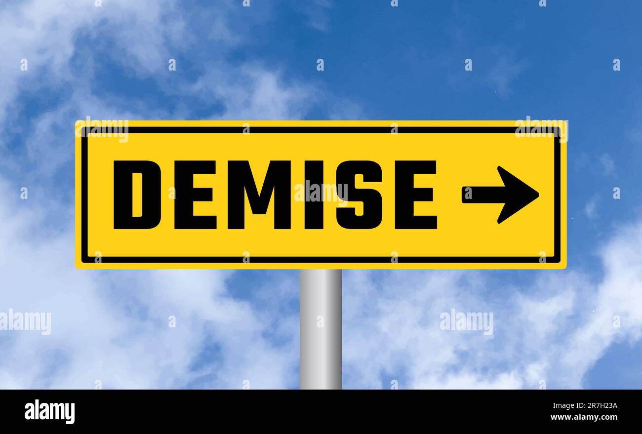 Demise road sign on sky background Stock Photo - Alamy