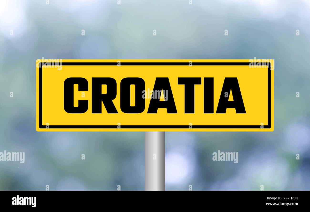 Croatia road sign on blur background Stock Photo - Alamy