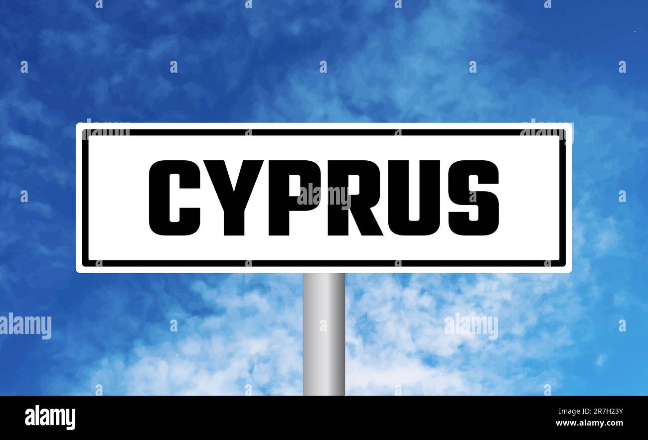 Cyprus road sign on sky background Stock Photo - Alamy