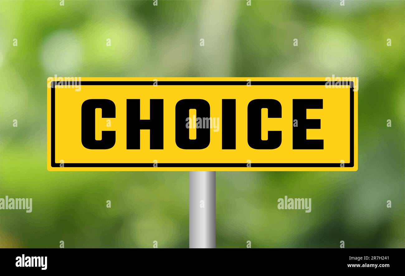 Choice road sign on blur background Stock Photo - Alamy