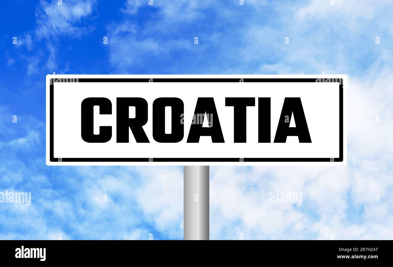 Croatia road sign on cloudy sky background Stock Photo - Alamy