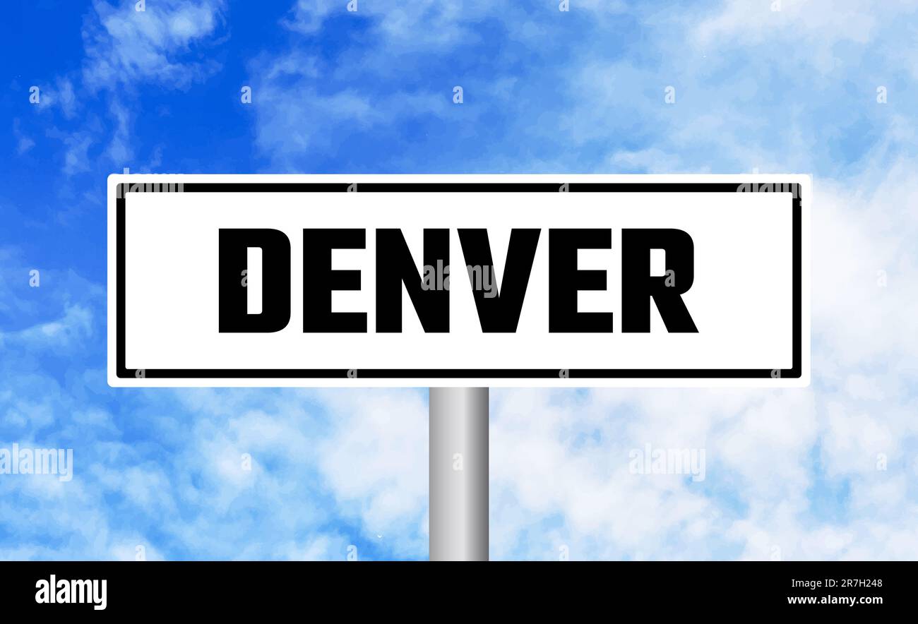 Denver road sign on blue sky background Stock Photo - Alamy