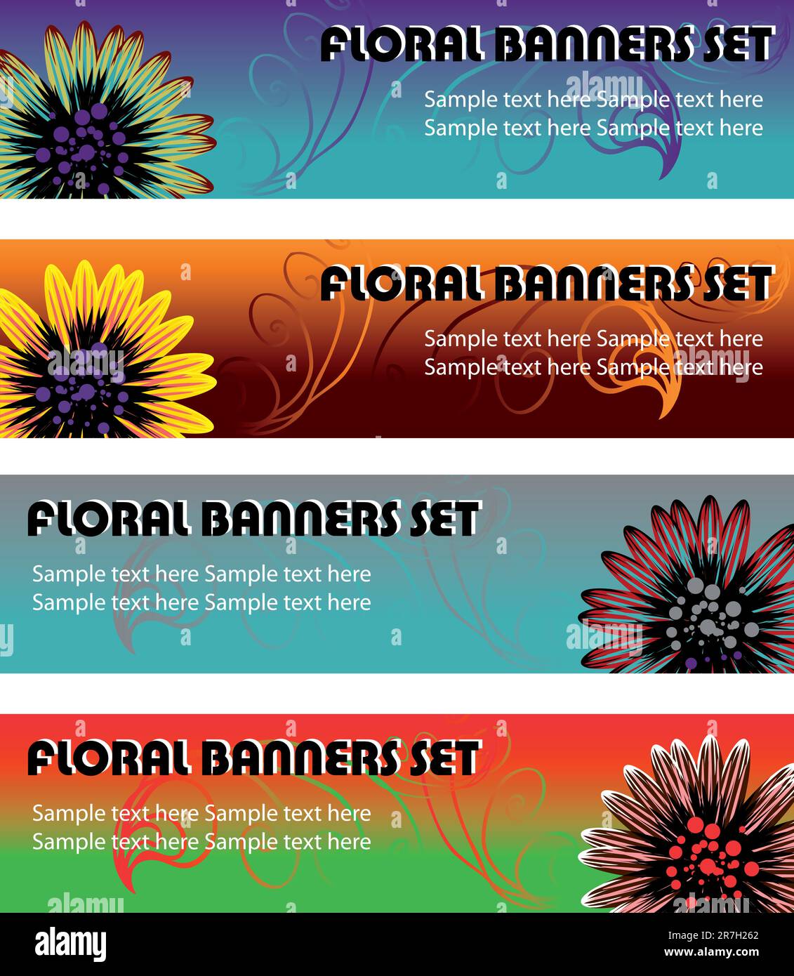 floral design web banners site elements set Stock Vector Image & Art ...