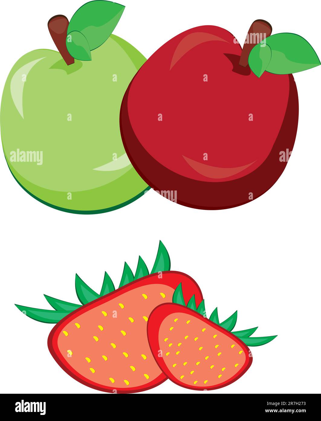 Illustration of healthy fresh fruit. Apple with strawberry Stock Vector ...