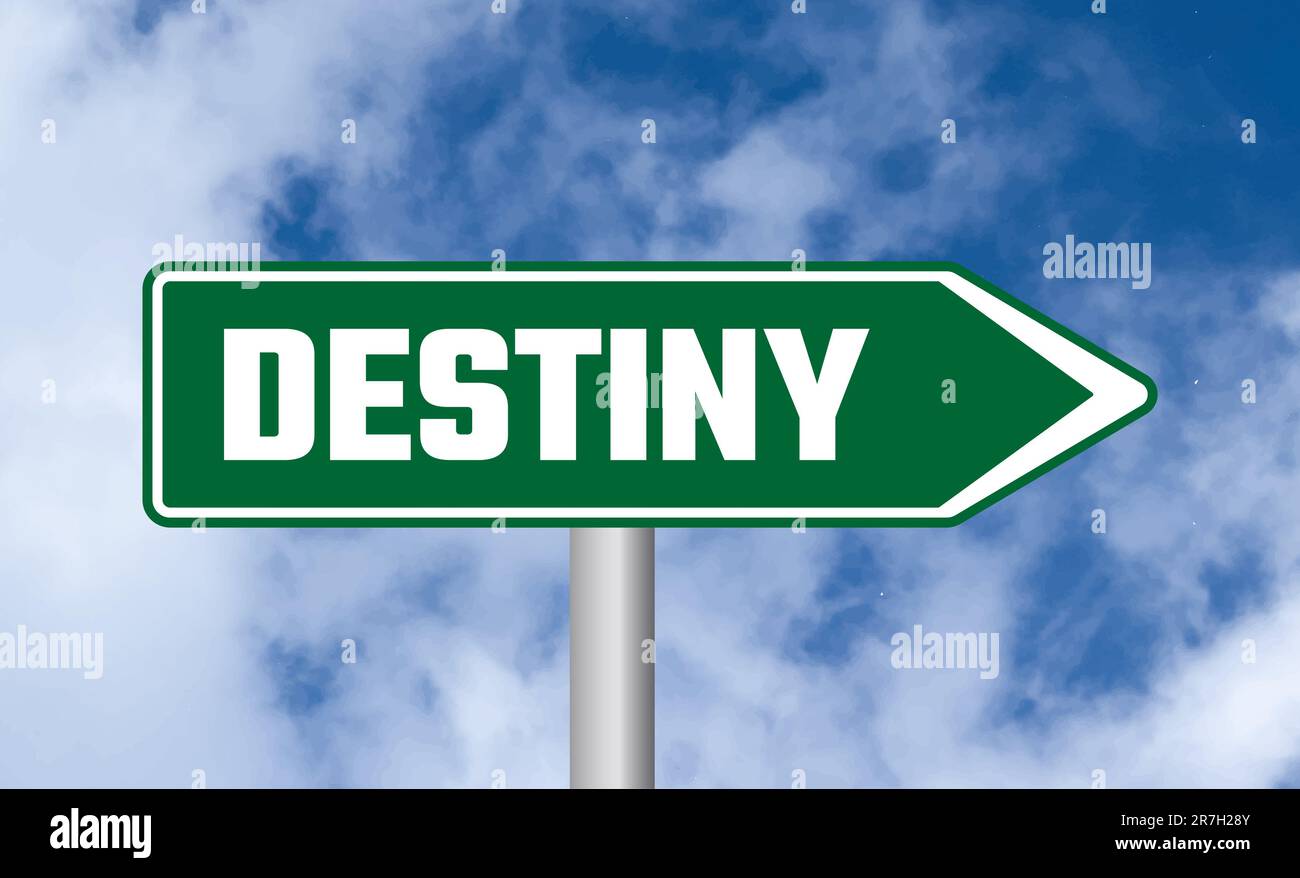 Destiny road sign on sky background Stock Photo - Alamy