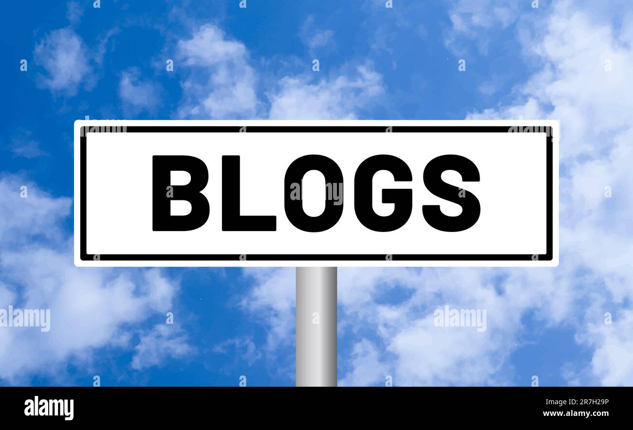 Blogs road sign on blue sky background Stock Photo - Alamy