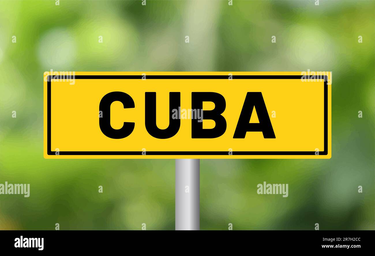 Cuba road sign on blur background Stock Photo - Alamy