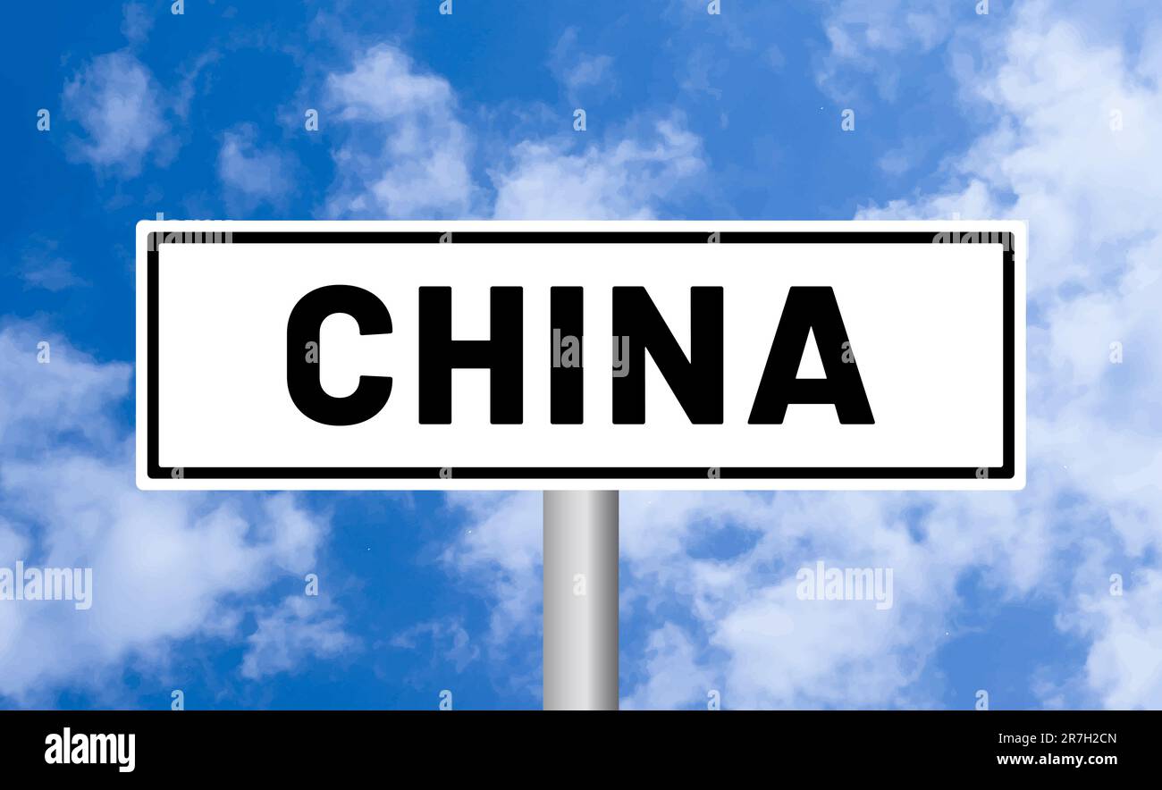 China road sign on sky background Stock Photo - Alamy