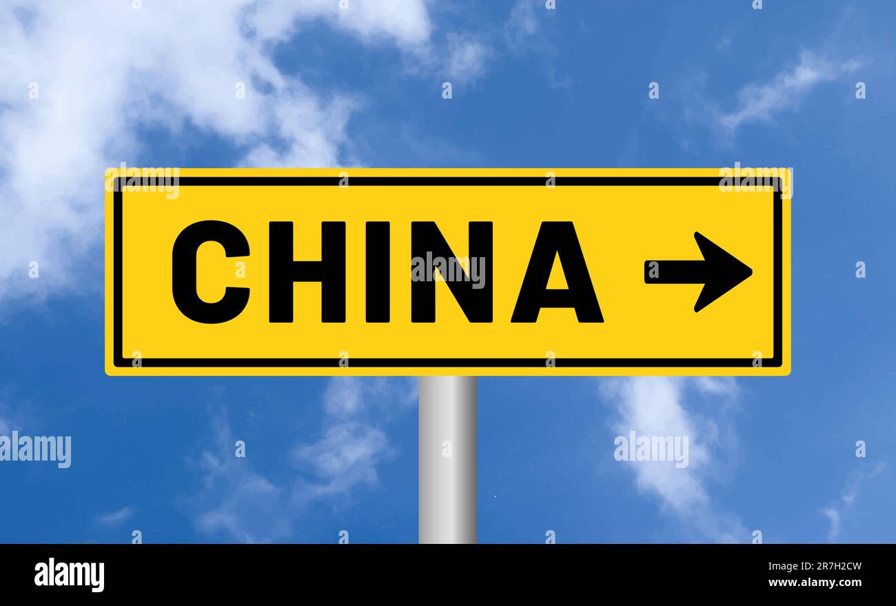 China road sign on sky background Stock Photo - Alamy