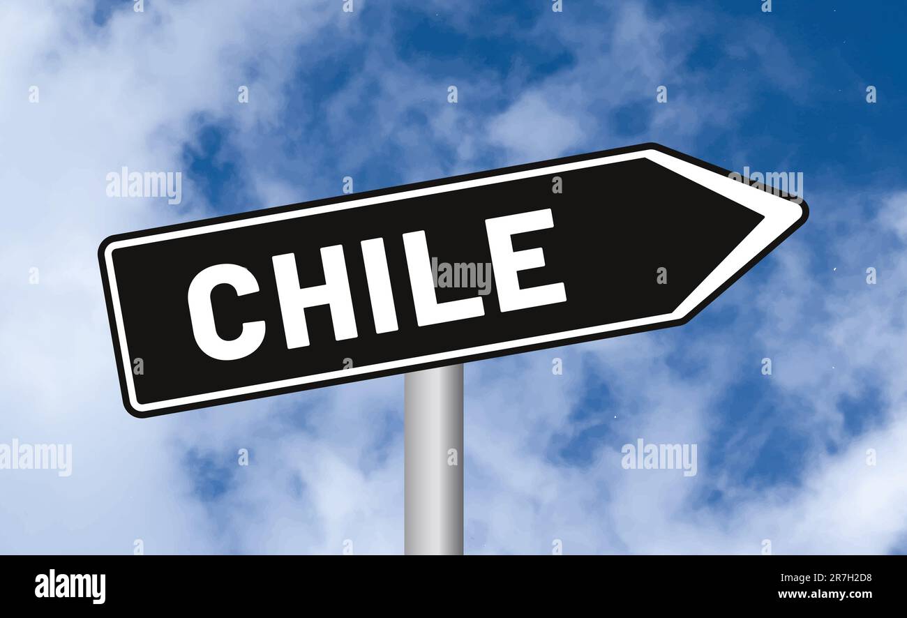 Chile road sign on cloudy sky background Stock Photo - Alamy