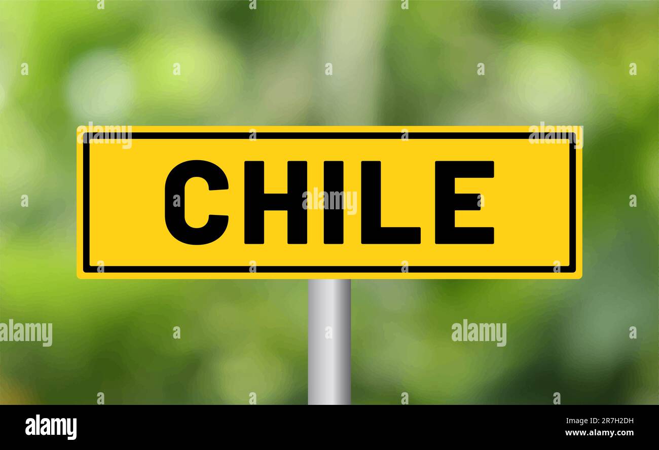 Chile road sign on blur background Stock Photo - Alamy