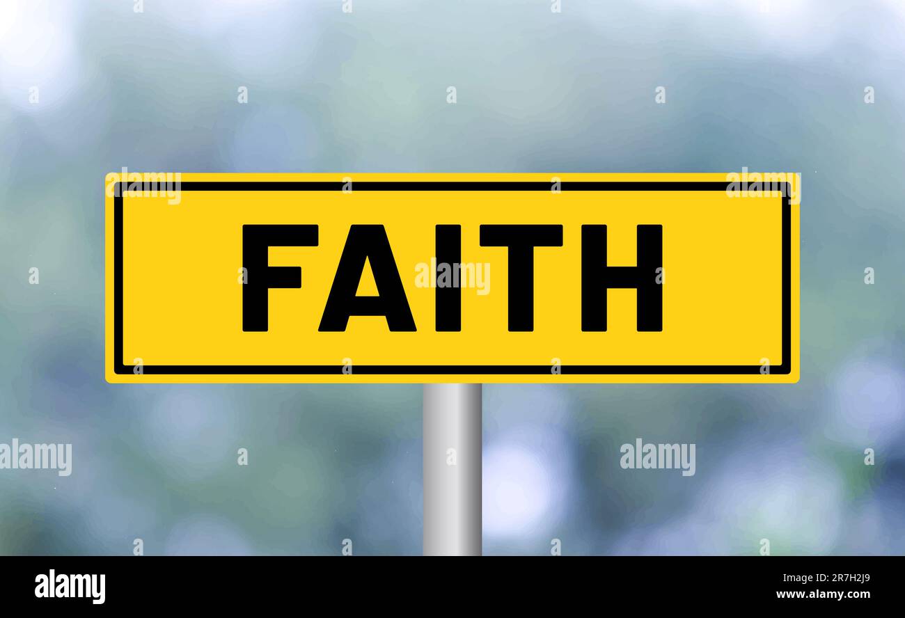 Faith road sign on blur background Stock Photo - Alamy