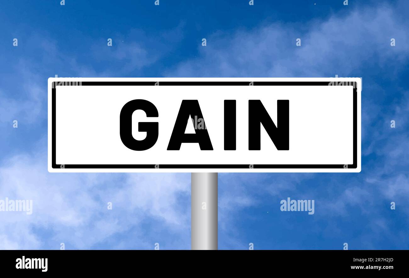 Gain road sign on blue sky background Stock Photo - Alamy