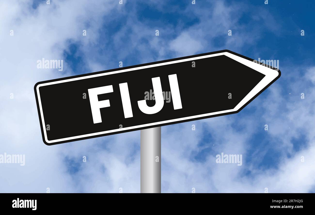 Fiji road sign on cloudy sky background Stock Photo - Alamy