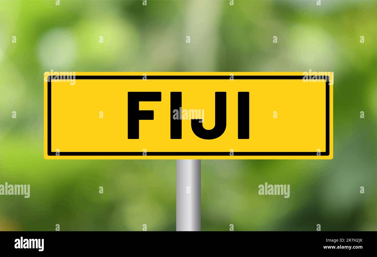 Fiji road sign on blur background Stock Photo - Alamy