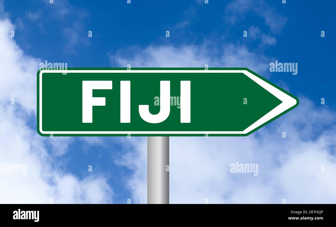 Fiji road sign on cloudy sky background Stock Photo - Alamy