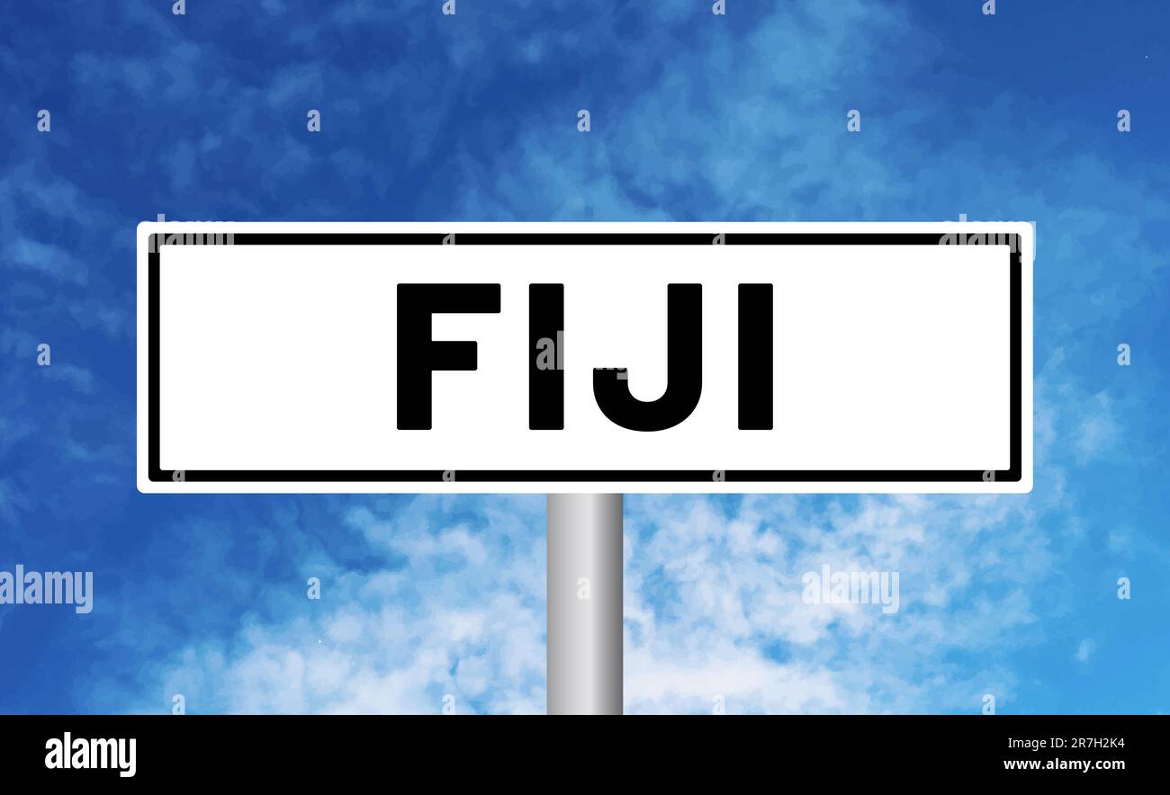 Fiji road sign on cloudy sky background Stock Photo - Alamy