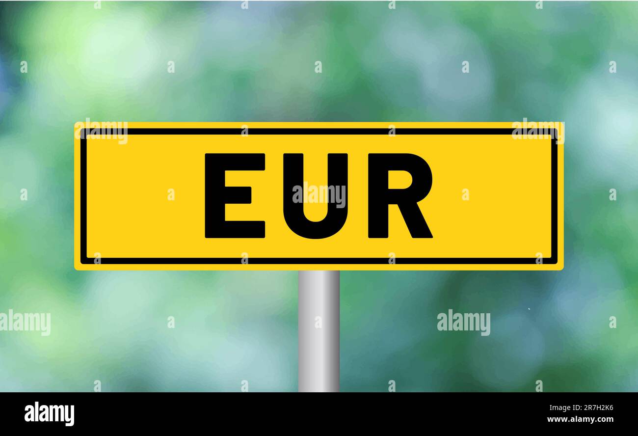 Eur road sign on blur background Stock Photo - Alamy