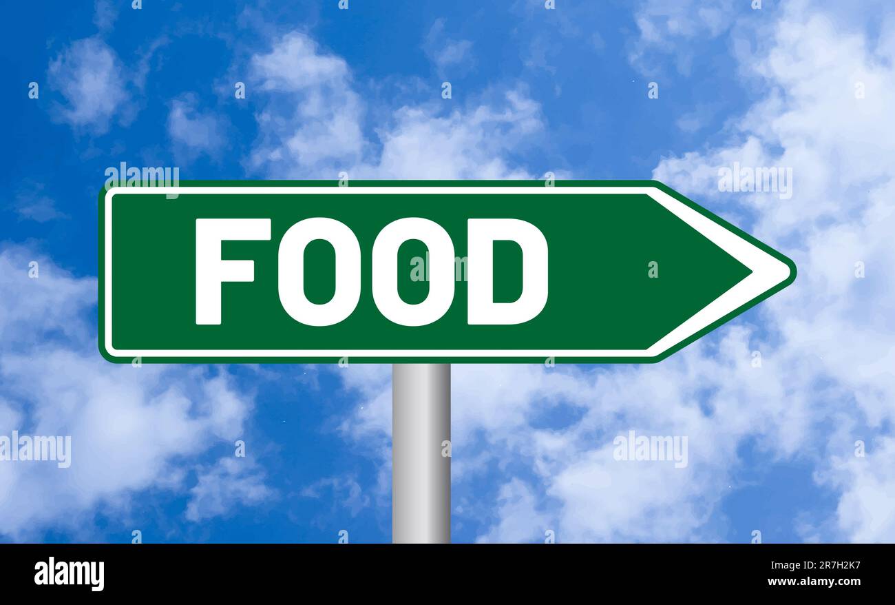 Food road sign hi-res stock photography and images - Alamy