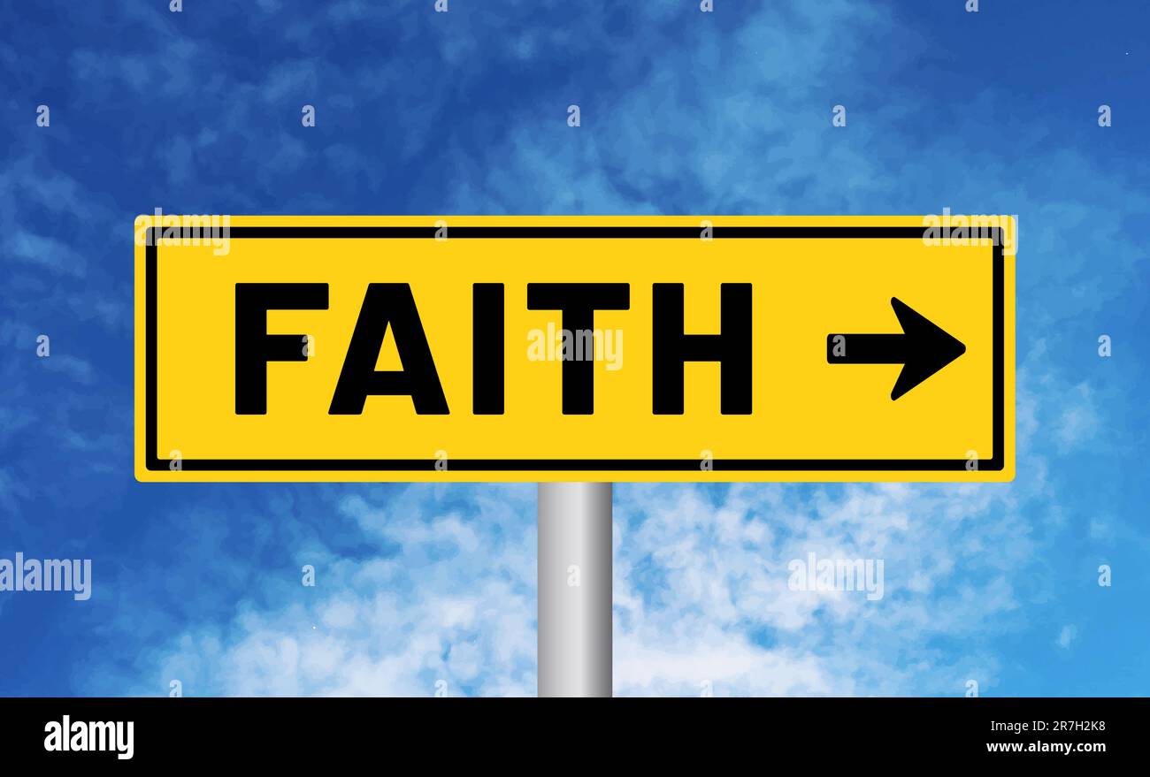 Faith road sign on sky background Stock Photo - Alamy