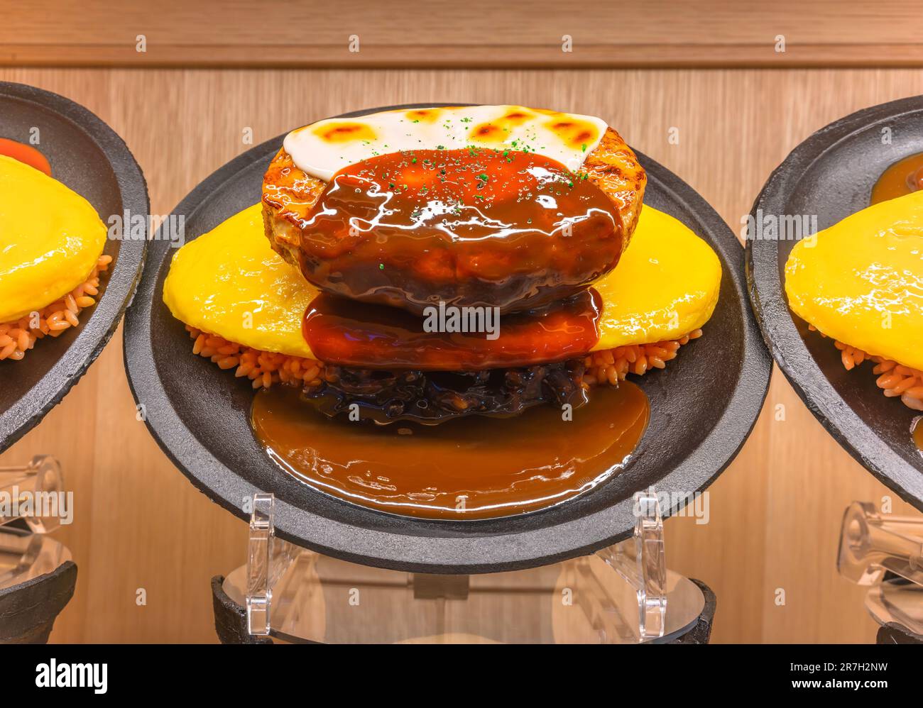 Japanese food model or shokuhin sample depicting a fake omurice ...