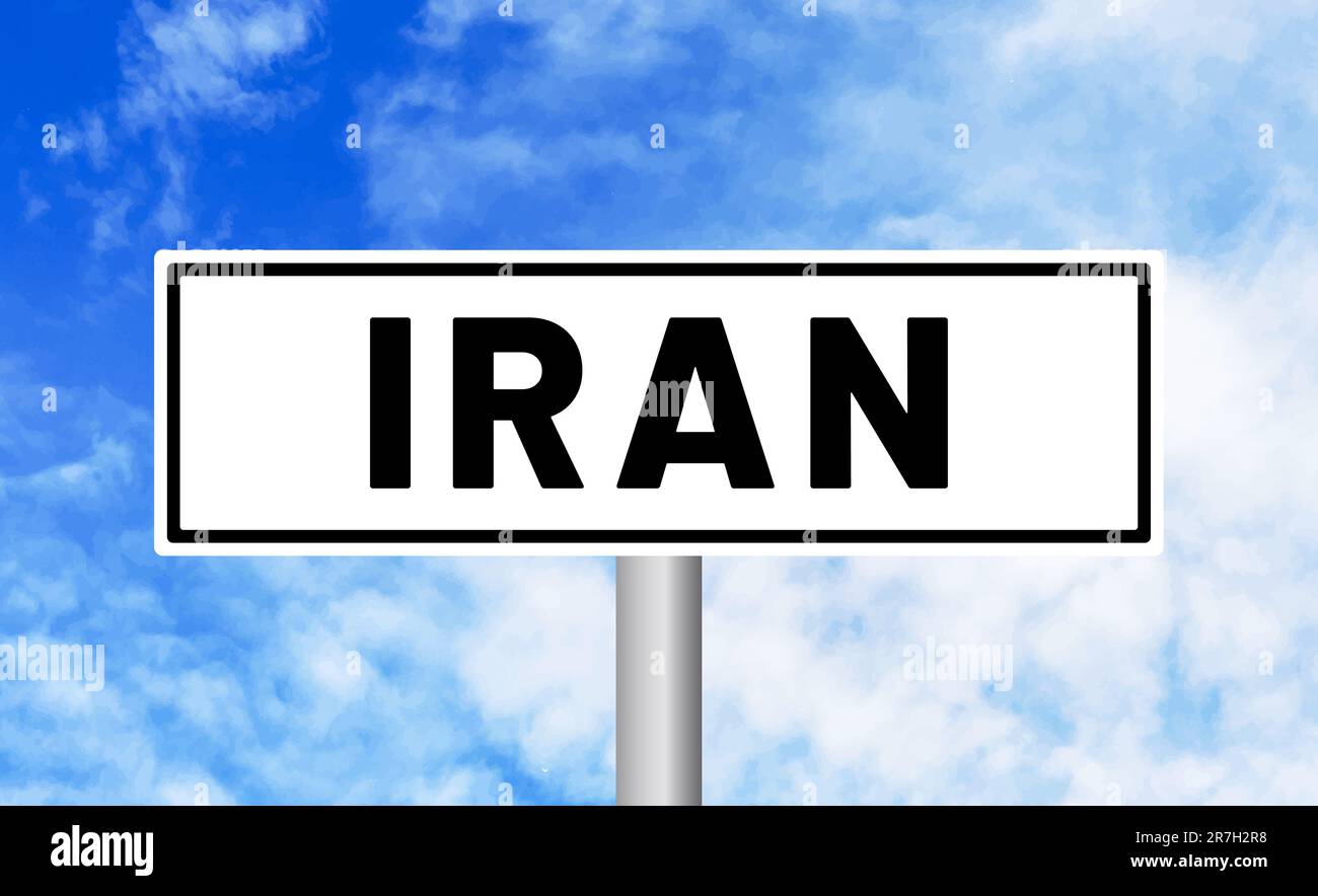 Iran road sign on cloudy sky background Stock Photo - Alamy