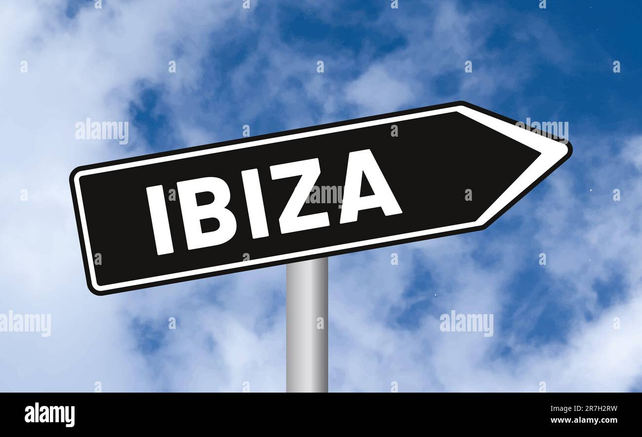 Ibiza road sign on sky background Stock Photo - Alamy