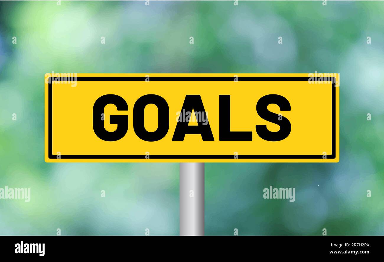 Goals road sign on blur background Stock Photo - Alamy