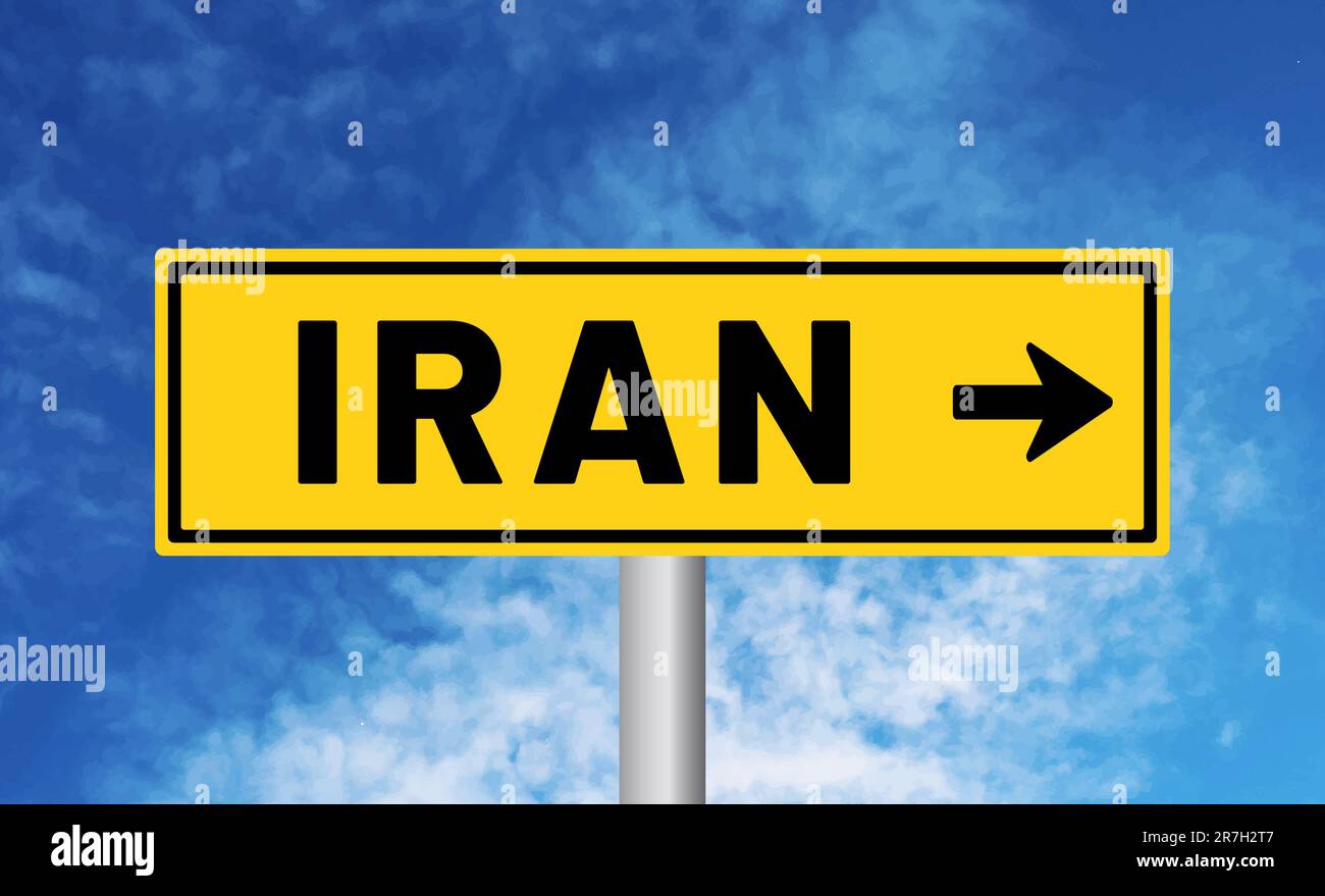 Iran road sign on cloudy sky background Stock Photo - Alamy