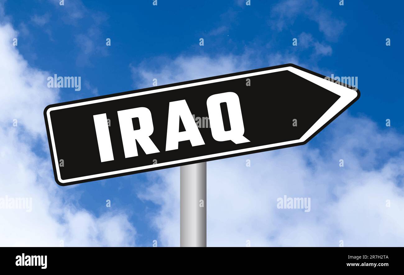 Iraq road sign on sky background Stock Photo - Alamy