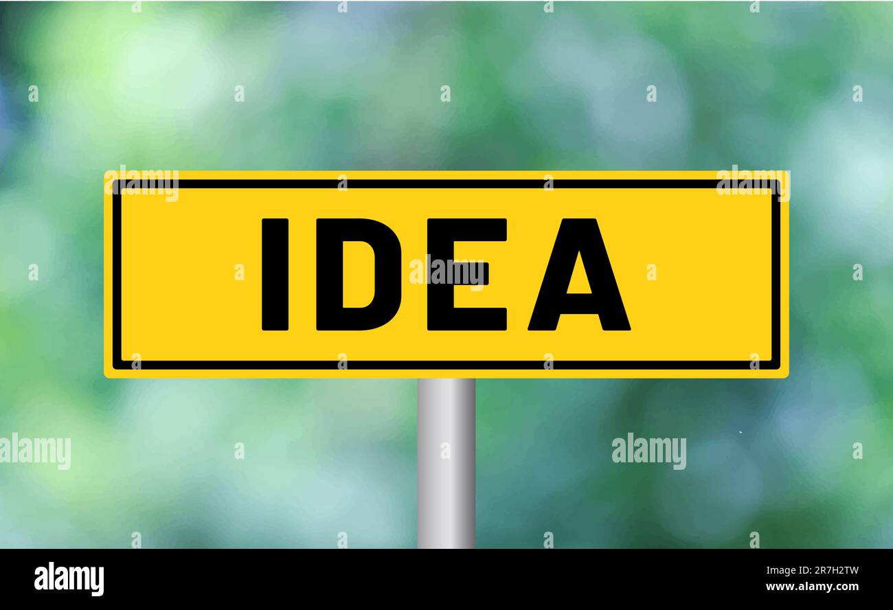 Idea road sign on blur background Stock Photo - Alamy