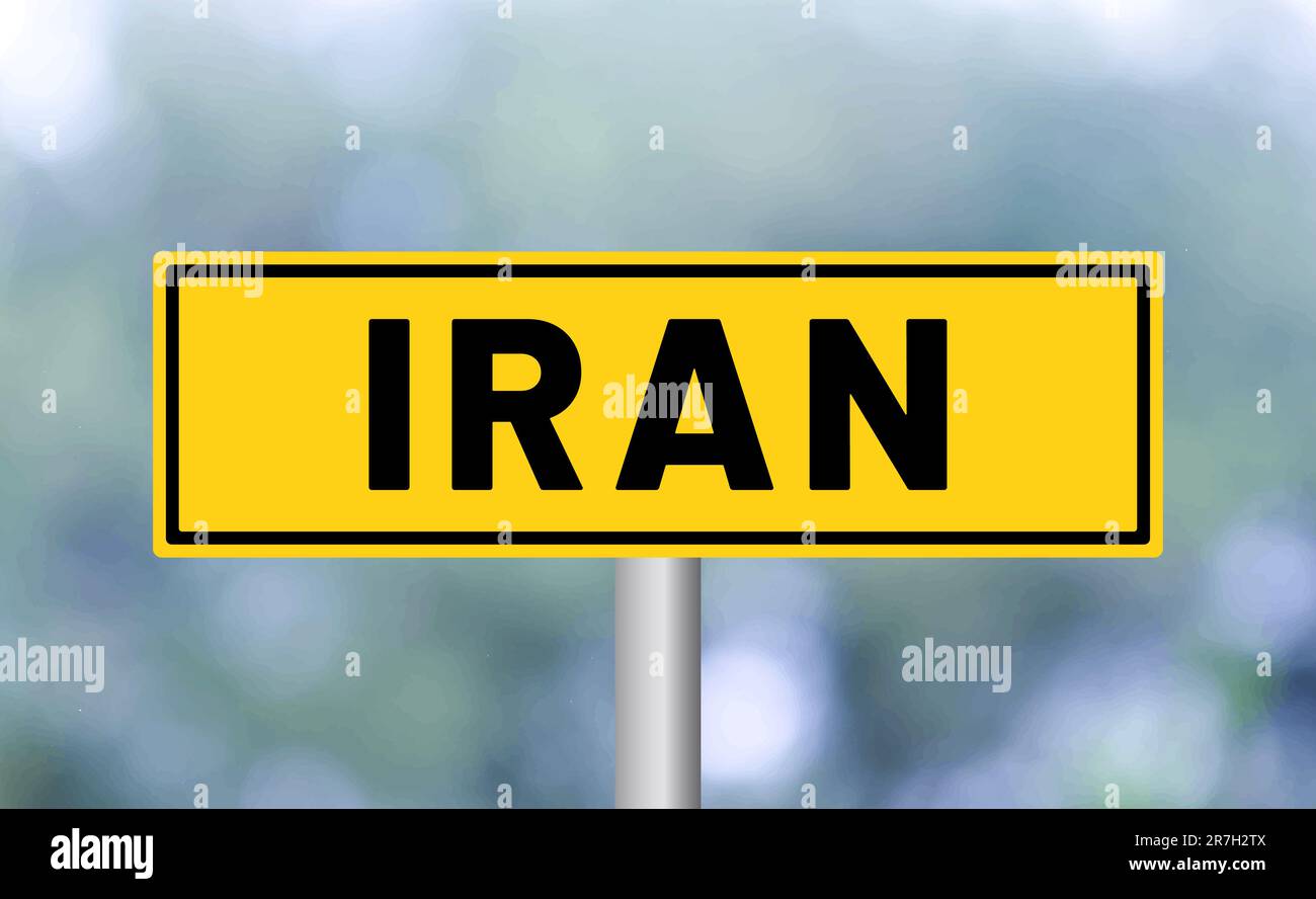 Iran road sign on blur background Stock Photo - Alamy