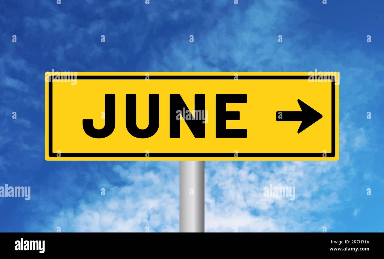June road sign on blue sky background Stock Photo - Alamy