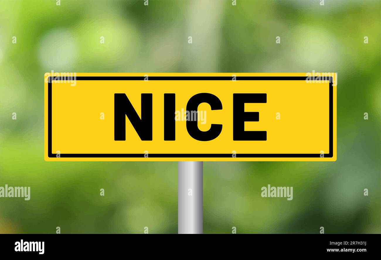 Nice road sign on blur background Stock Photo - Alamy