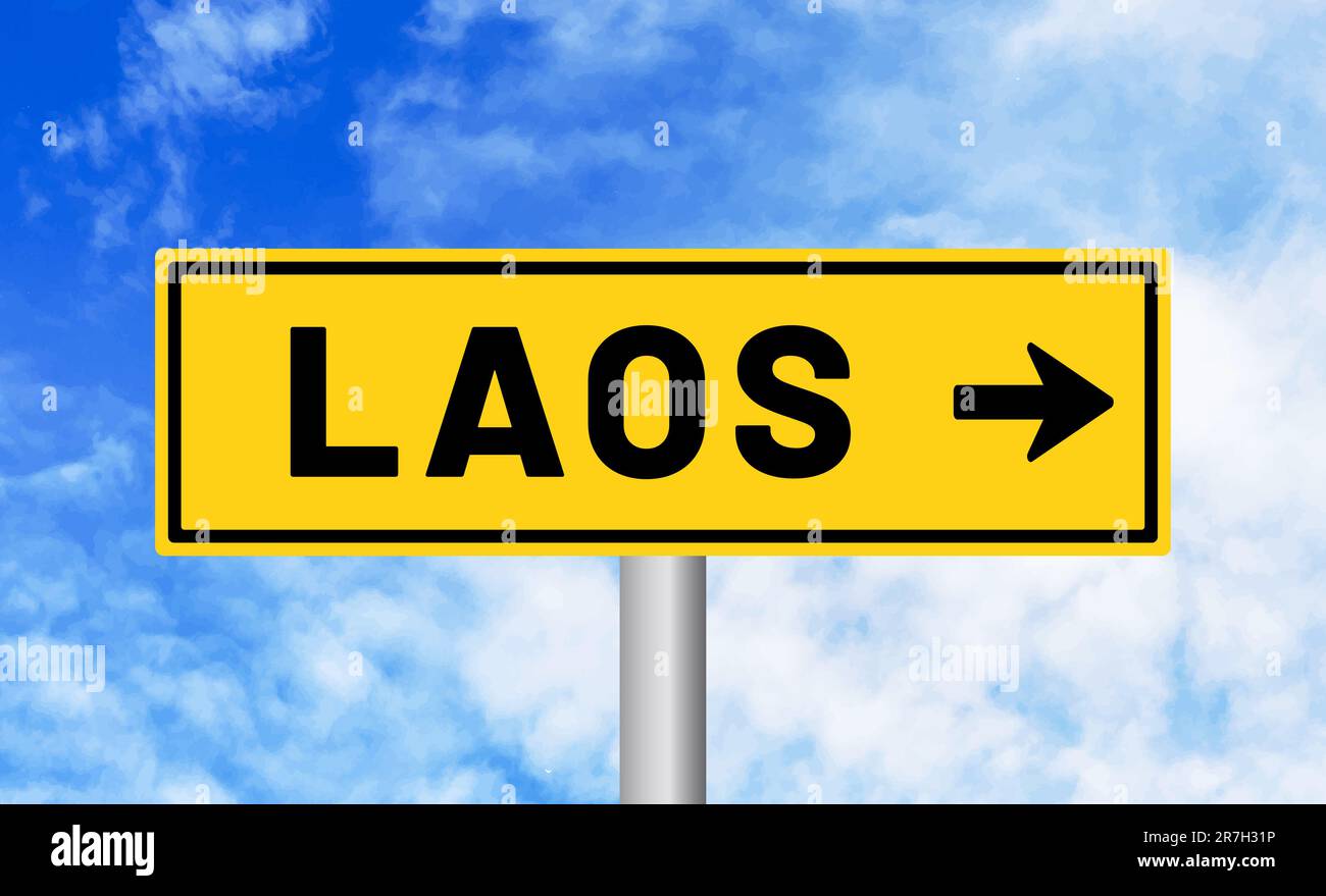 Laos road sign on sky background Stock Photo - Alamy