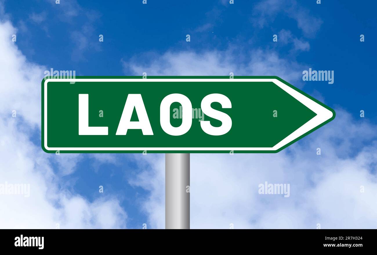 Laos road sign on sky background Stock Photo - Alamy