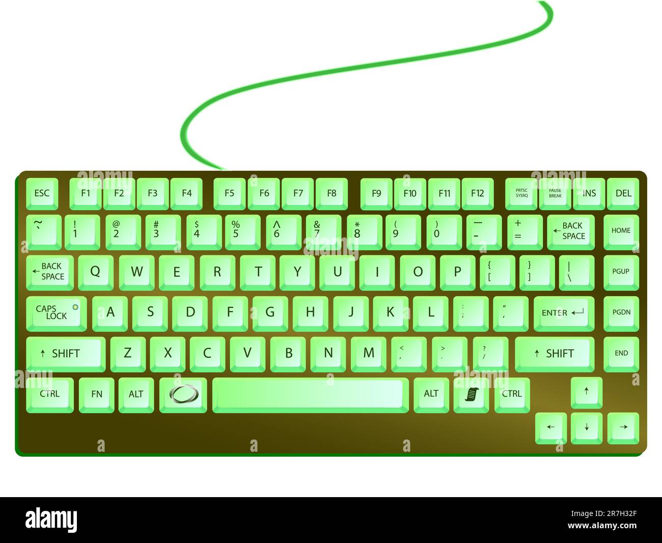 green shiny keyboard against white background, abstract vector art ...