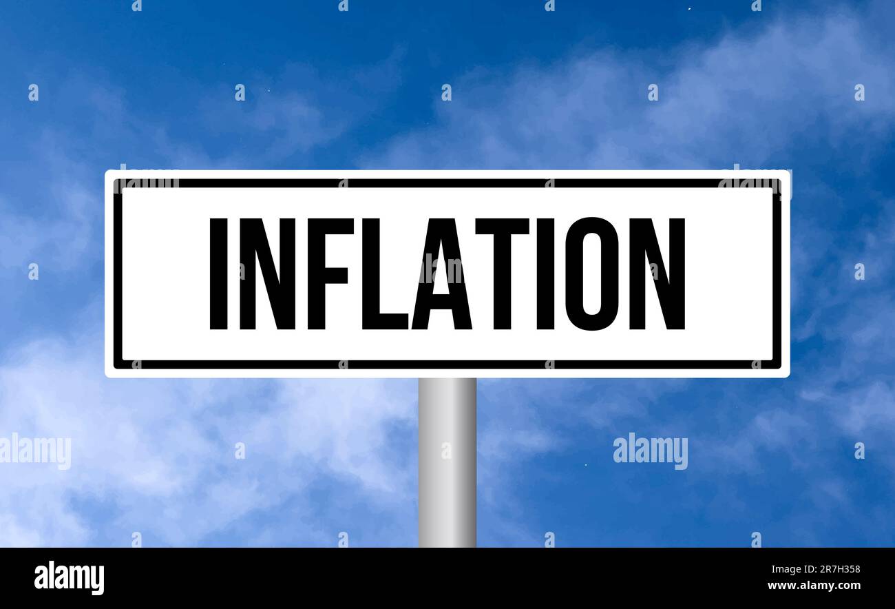 Inflation road sign on sky background Stock Photo - Alamy
