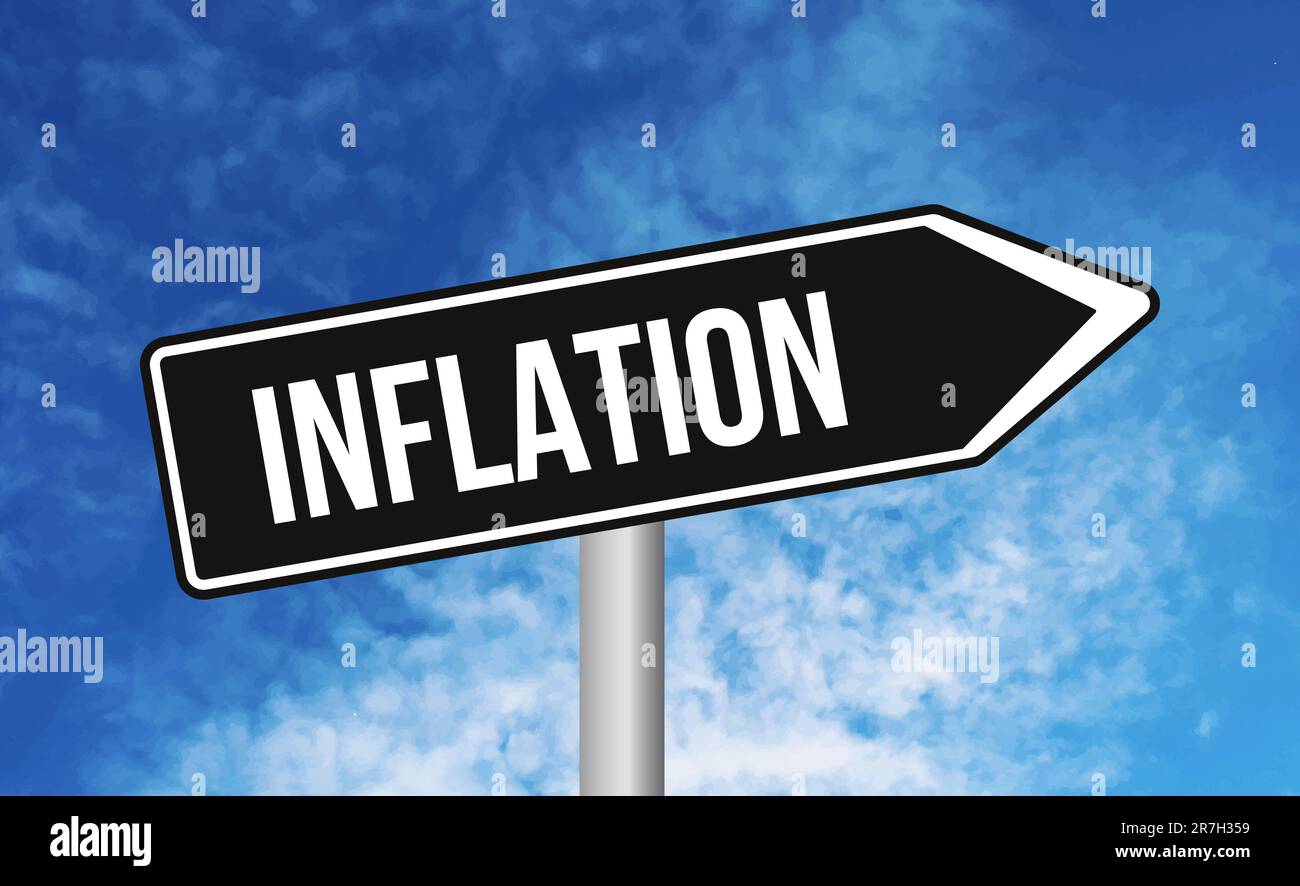 Inflation road sign on sky background Stock Photo - Alamy