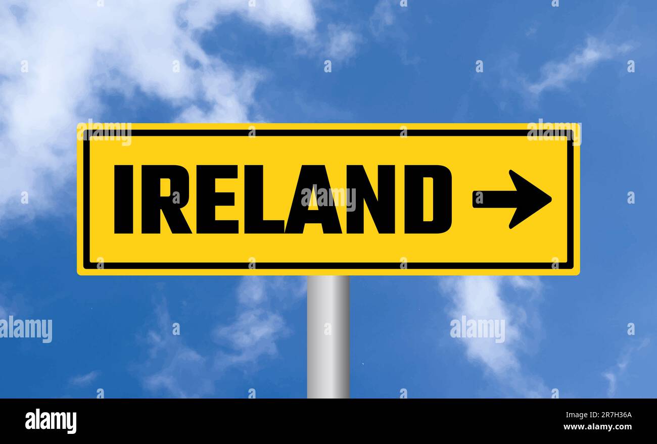 Ireland road sign on blue sky background Stock Photo - Alamy