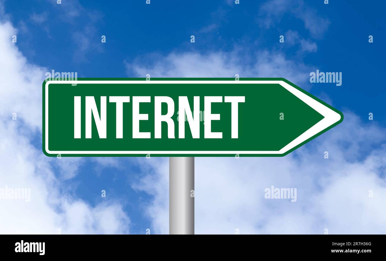 Internet road sign on sky background Stock Photo - Alamy