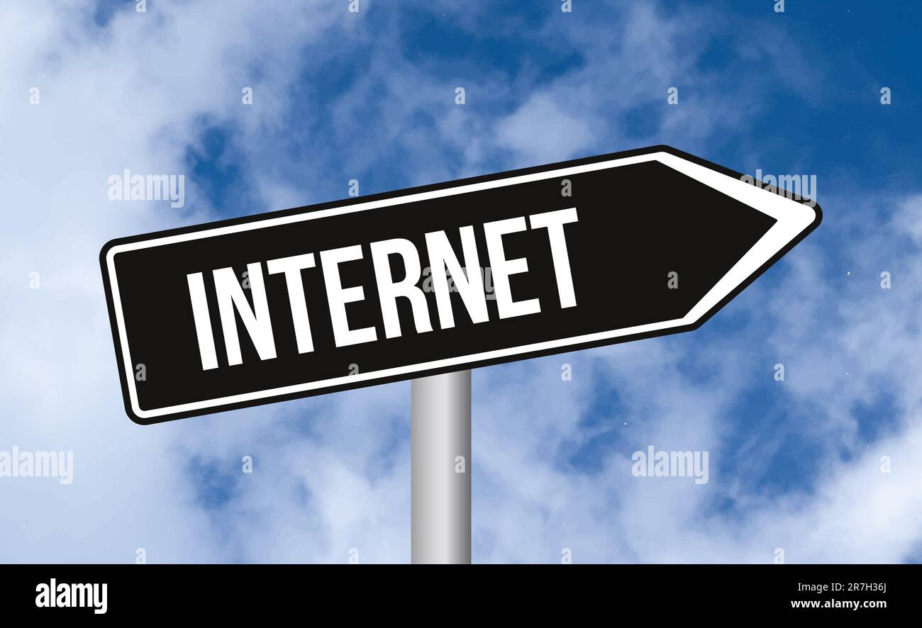 Internet road sign on sky background Stock Photo - Alamy