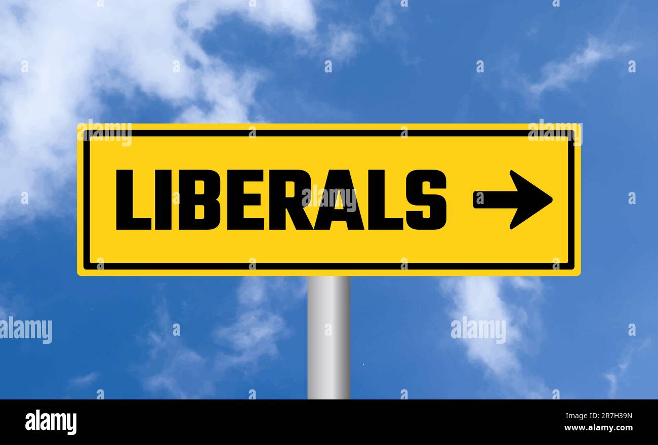 Liberals road sign on cloudy sky background Stock Photo - Alamy