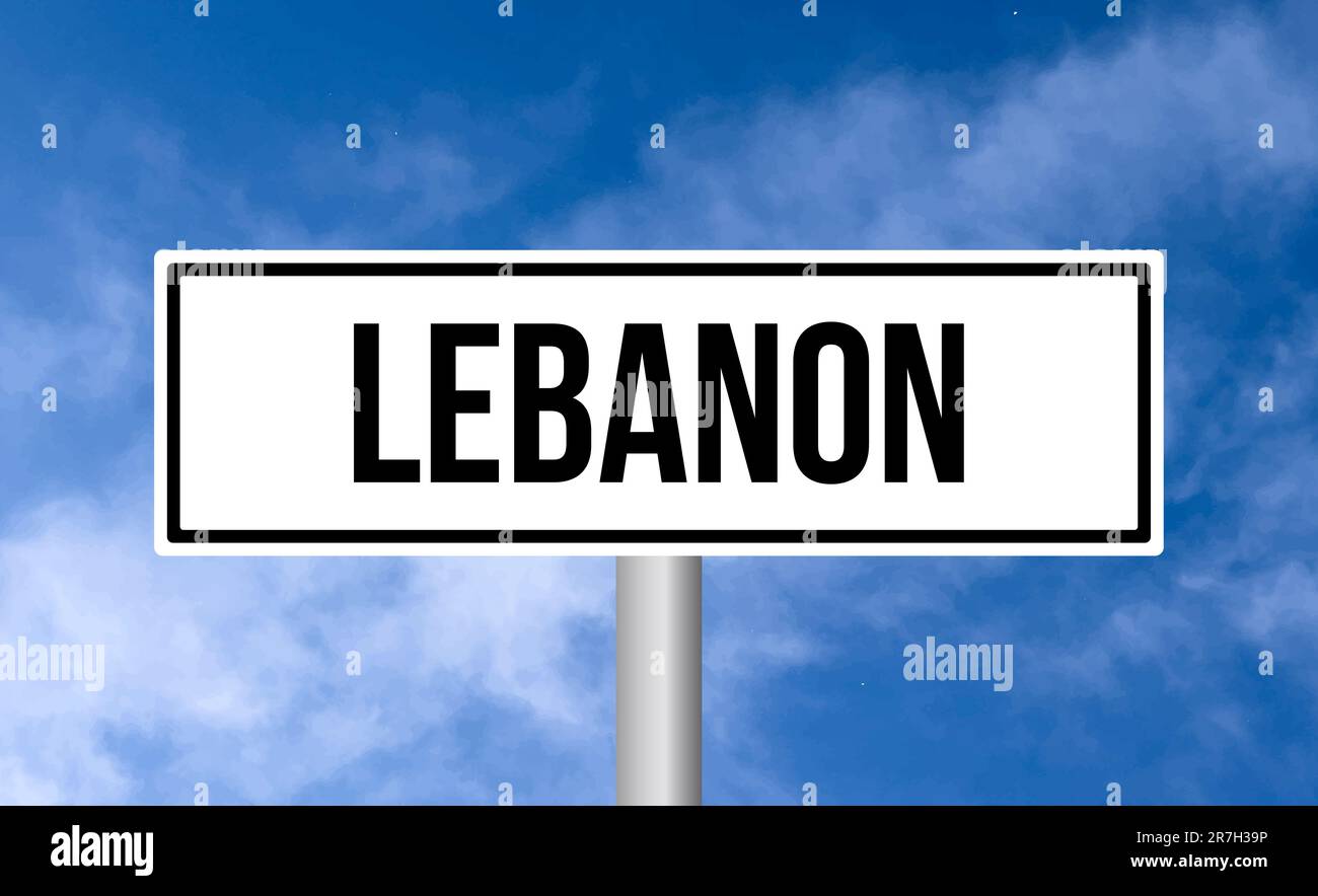 Lebanon road sign on sky background Stock Photo - Alamy