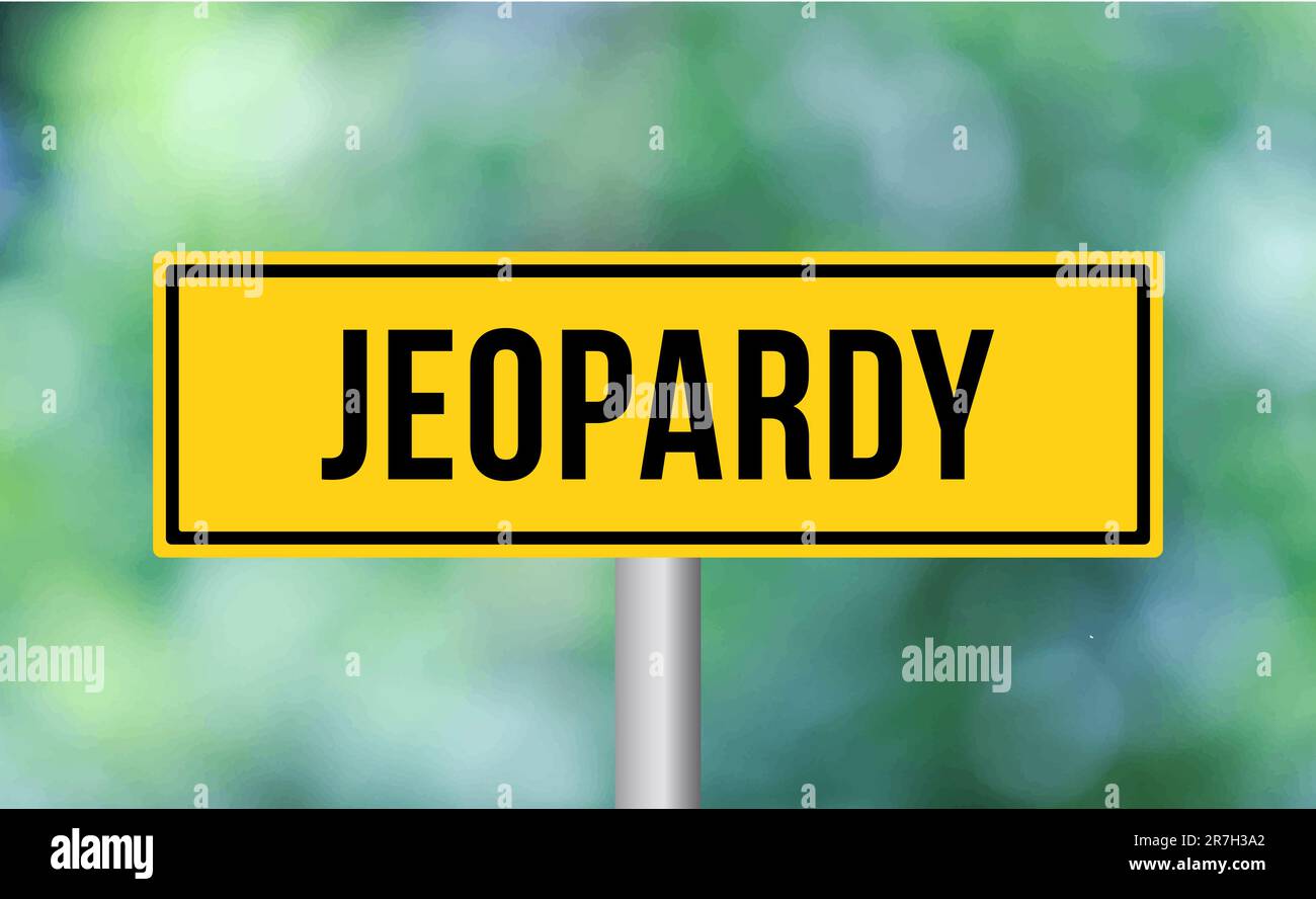 Jeopardy road sign on blur background Stock Photo - Alamy