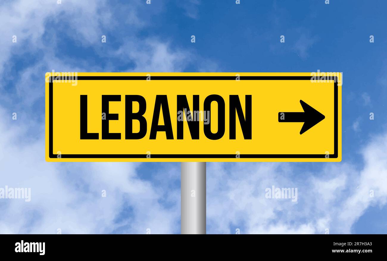 Lebanon road sign on sky background Stock Photo - Alamy