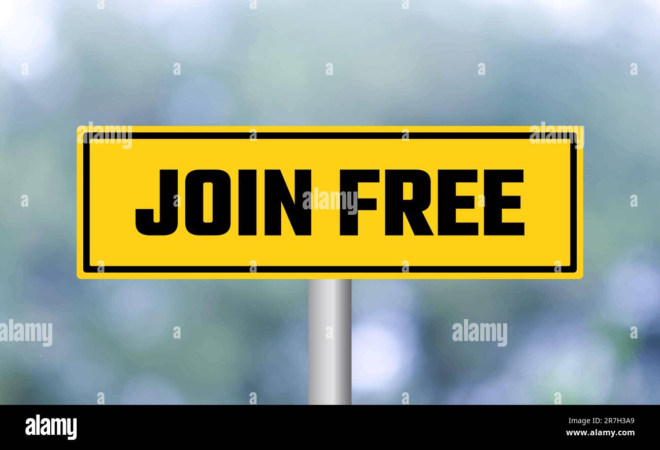 Join free road sign on blur background Stock Photo - Alamy