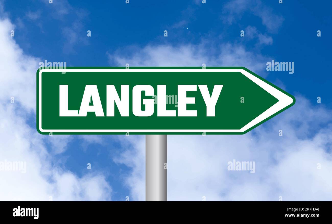 Langley road sign on blue sky background Stock Photo - Alamy