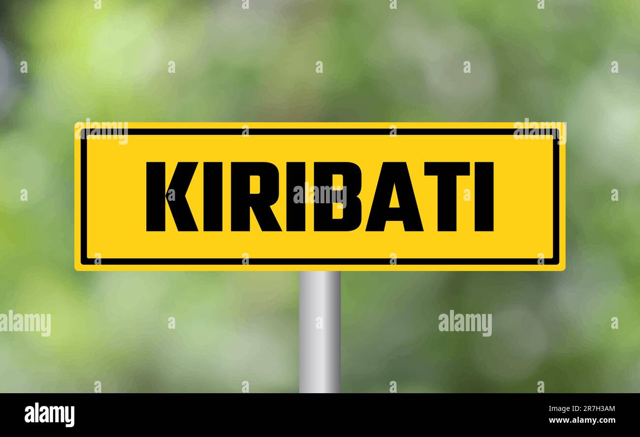 Kiribati road sign on blur background Stock Photo - Alamy