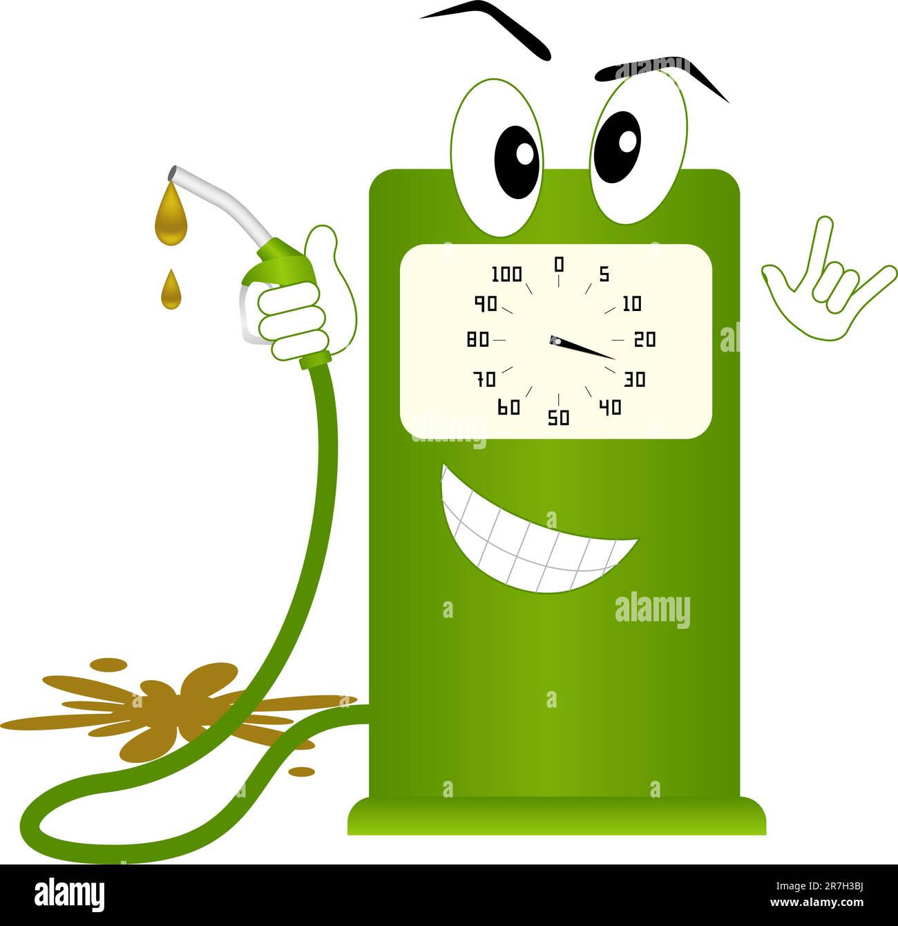 Smiling petrol pump isolated on a white. Vector illustration Stock ...